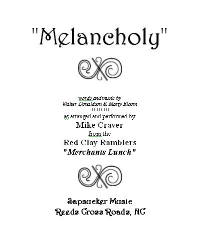 "MELANCHOLY" - sheet music